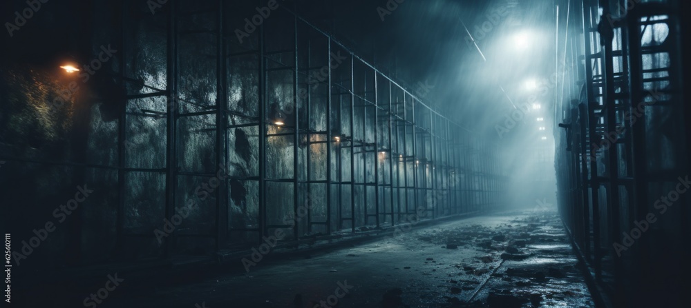 Spooky prison tunnel melancholic dark background. Generative AI ...
