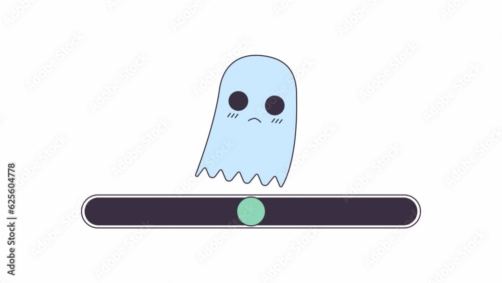 Flying ghost cute line 2D loading bar animation. Volume slider. Moving ...