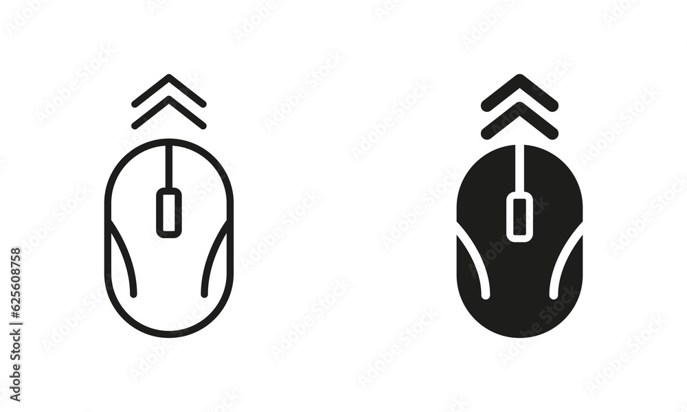 Vetor de Mouse PC Line and Silhouette Icon Set. Computer Mouse, Scroll ...