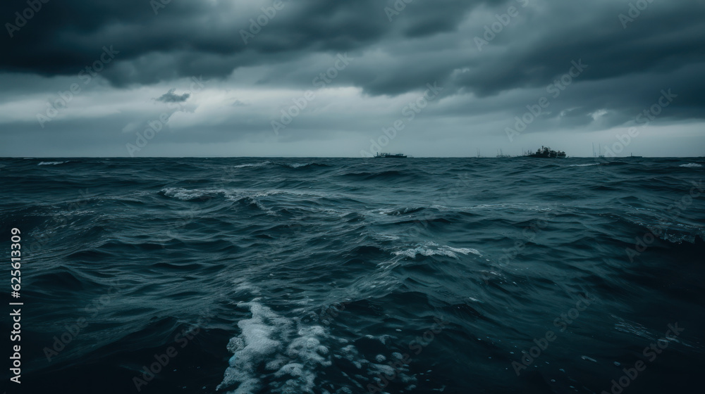 horror black blue sky, sea haunted cloud, scary ocean, depression ...