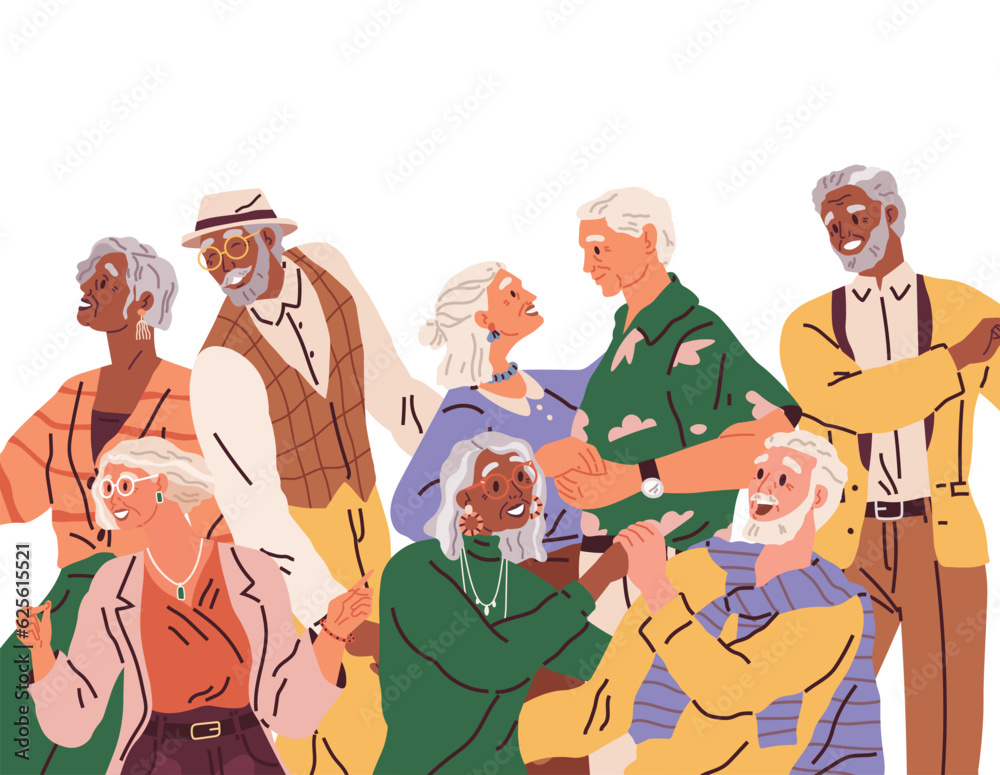Old people dancing. Vector illustration. Grandpa does dance support ...