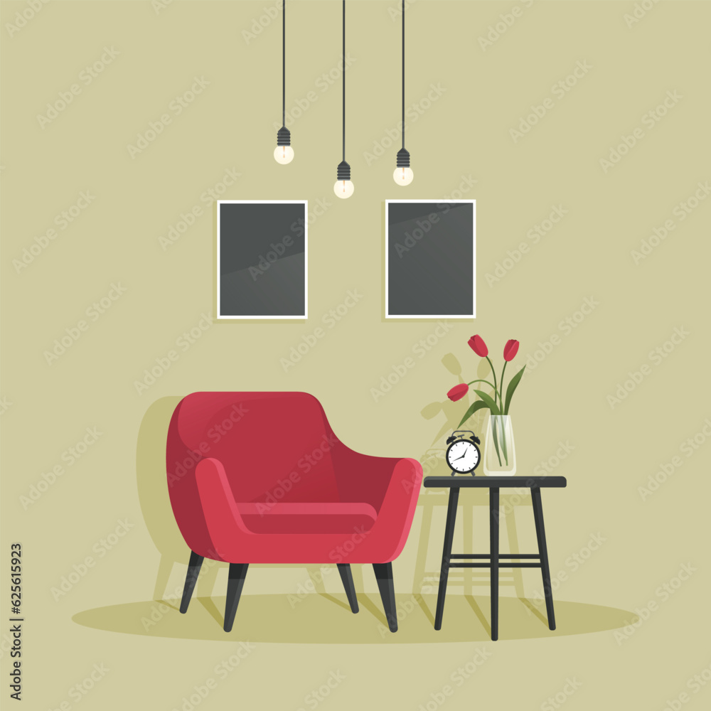 Home office interior. Vector illustration. Freelance or studying ... Home office interior. Vector illustration. Freelance or studying ...