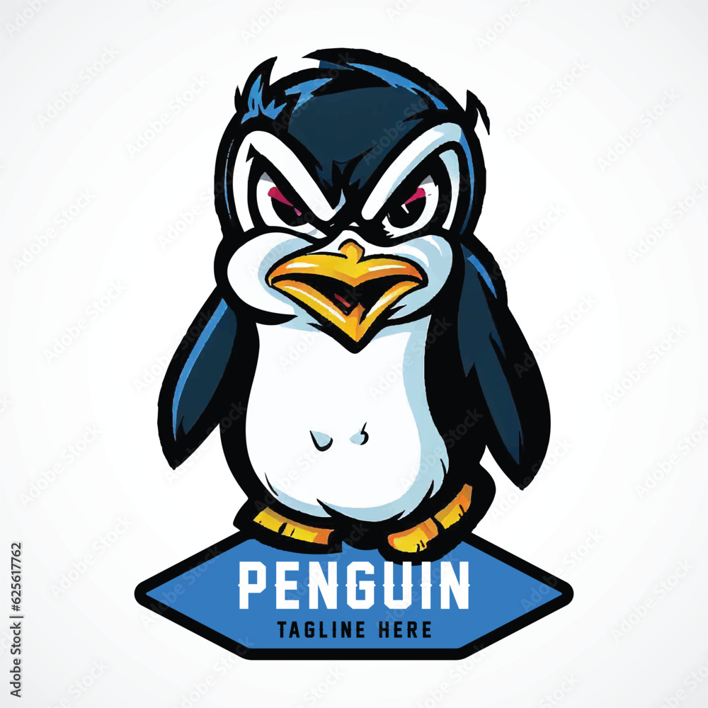 Multipurpose Angry Penguin E sports Mascot Logo Design Template ...