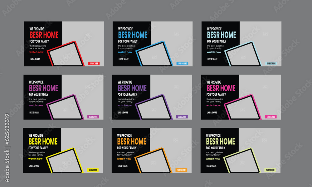 Real estate modern house for sale youtube banner thumbnail cover ...
