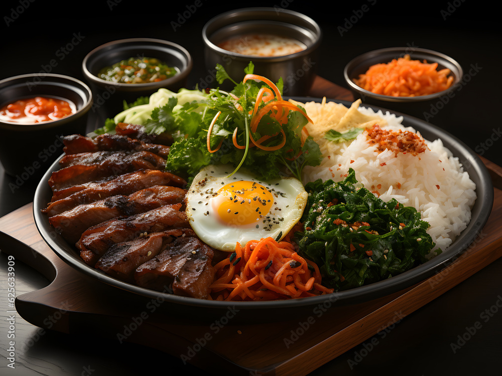 Korean food recipes bibimbap. Bibimbap korean mixed rice with meat ...