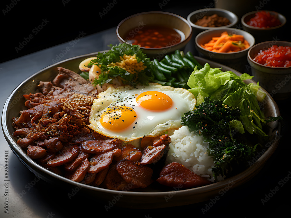 Korean food recipes bibimbap. Bibimbap korean mixed rice with meat ...