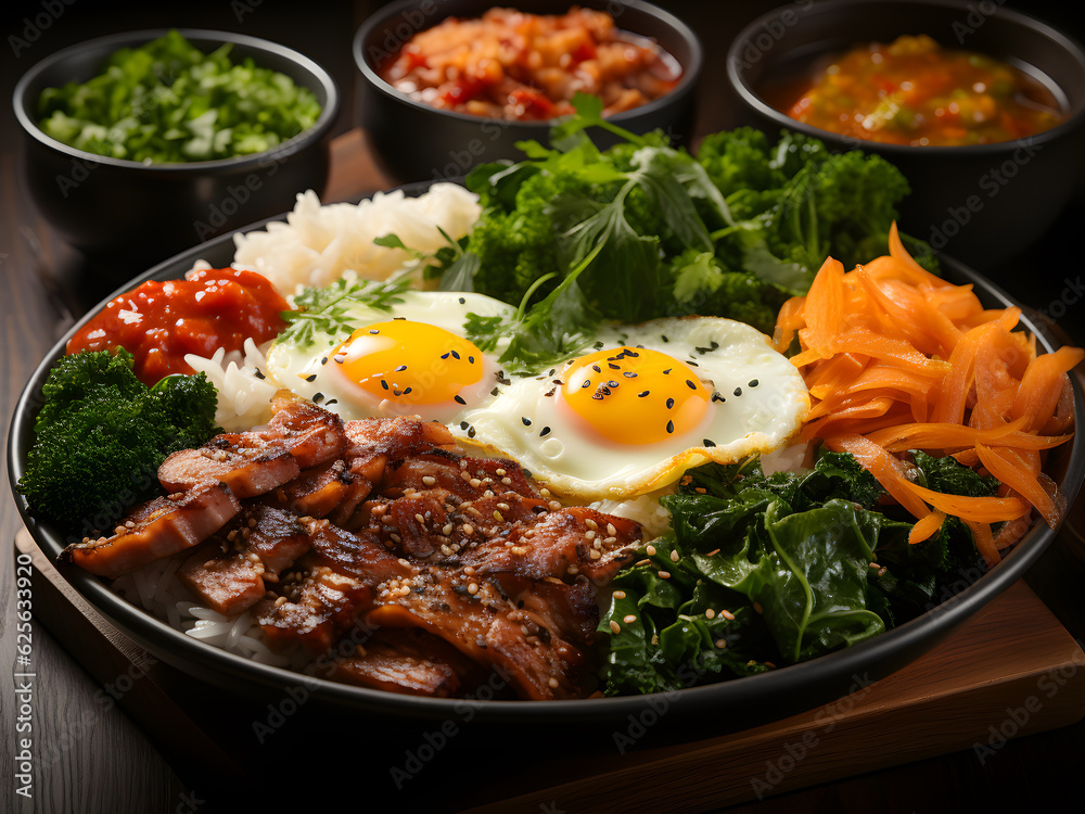Korean food recipes bibimbap. Bibimbap korean mixed rice with meat ...