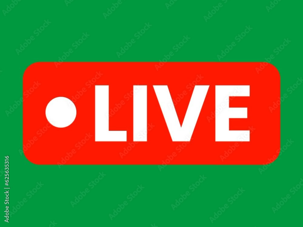 Live button icon animation green screen Stock ビデオ | Adobe Stock