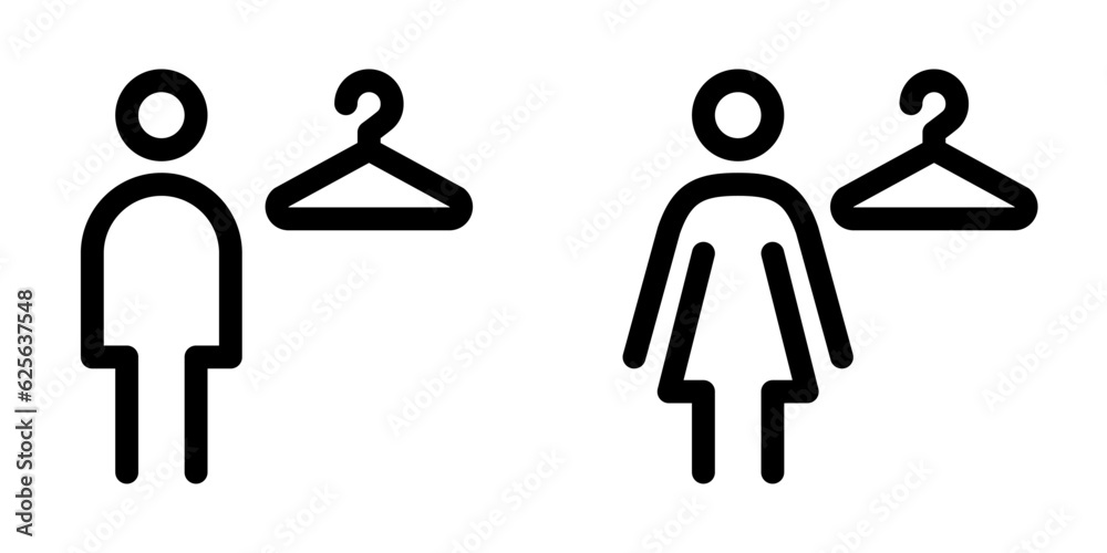 Men's and women's changing rooms line icon set Stock Vector | Adobe Stock