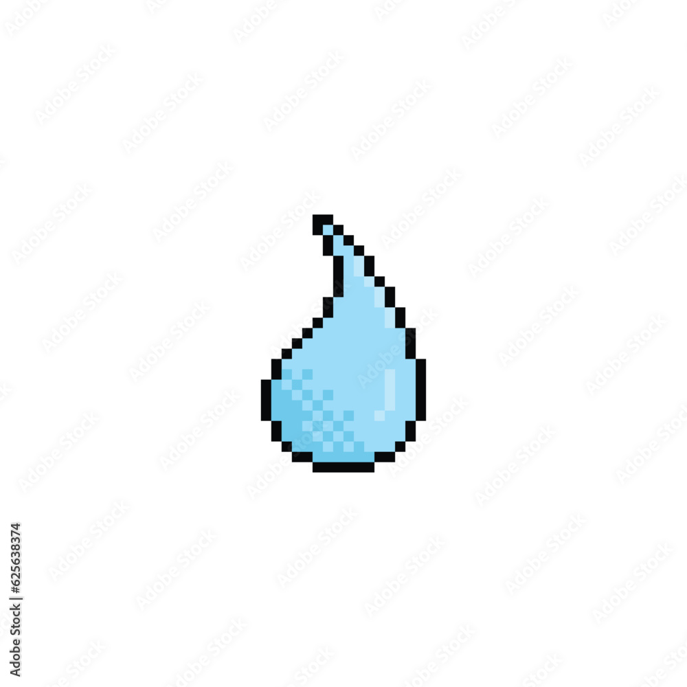pixel water drop icon vector pixel art liquid element for 8 bit game ...