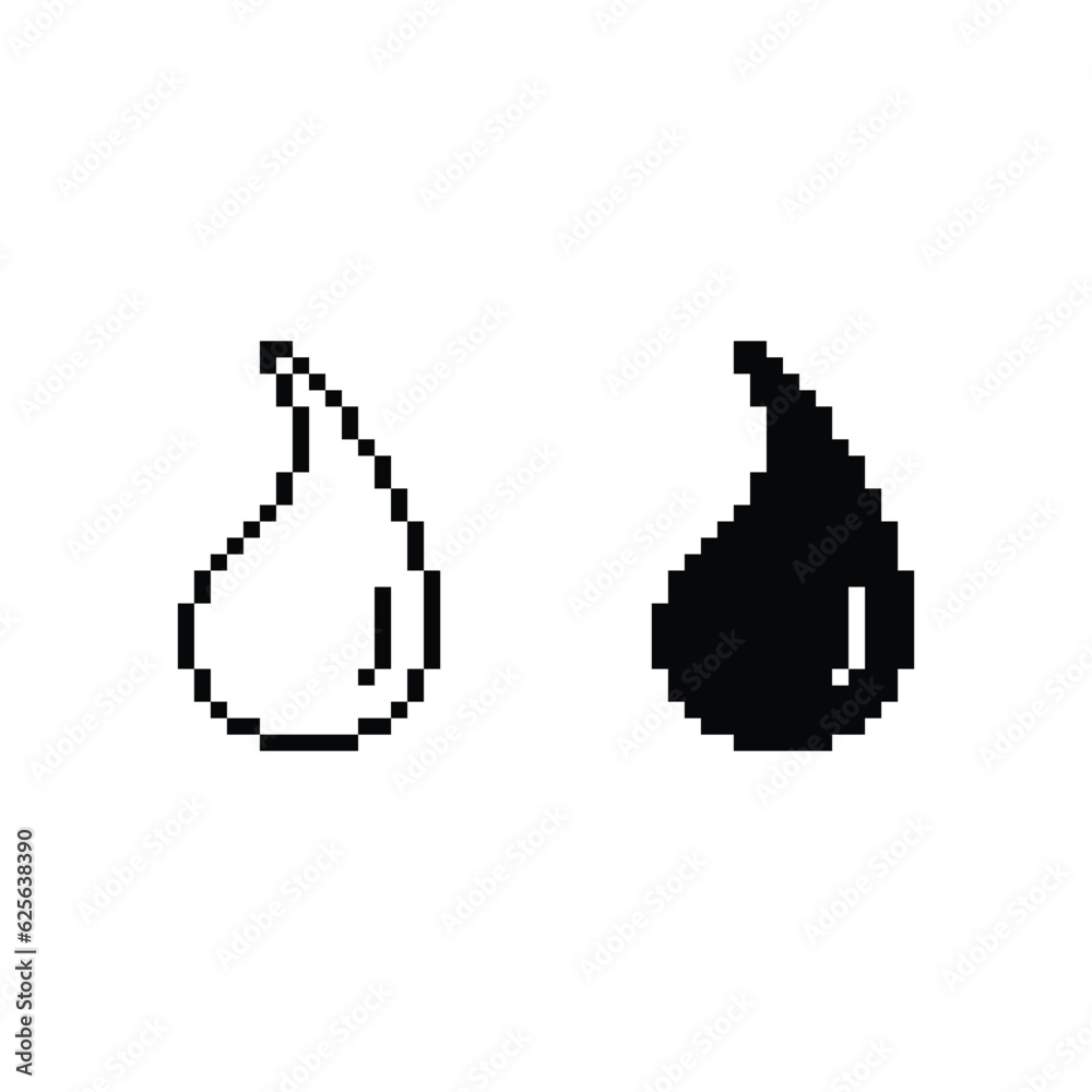 pixel water drop icon vector pixel art liquid element for 8 bit game ...