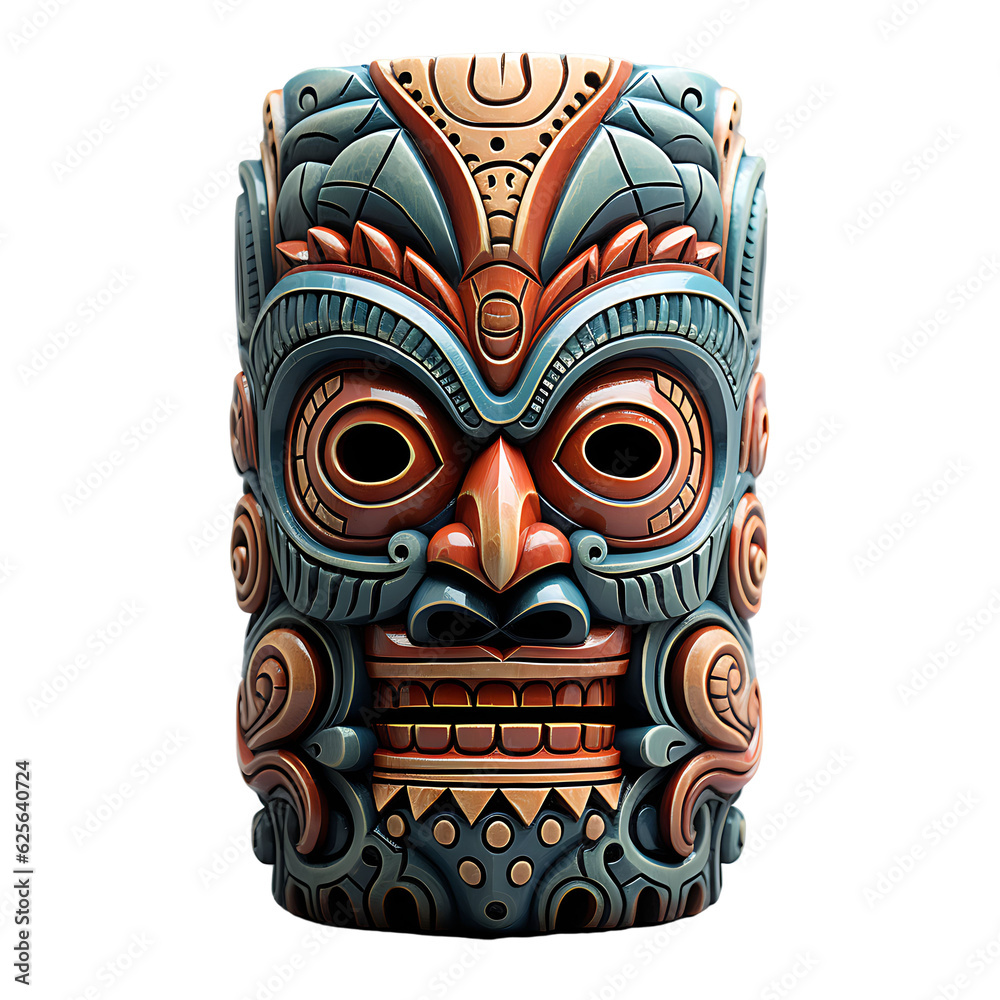 Maori tiki idol mask, totem. Spirit, protection. Symbolism. Wooden ...