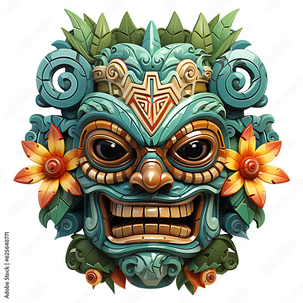 Maori tiki idol mask, totem. Spirit, protection. Symbolism. Wooden ...
