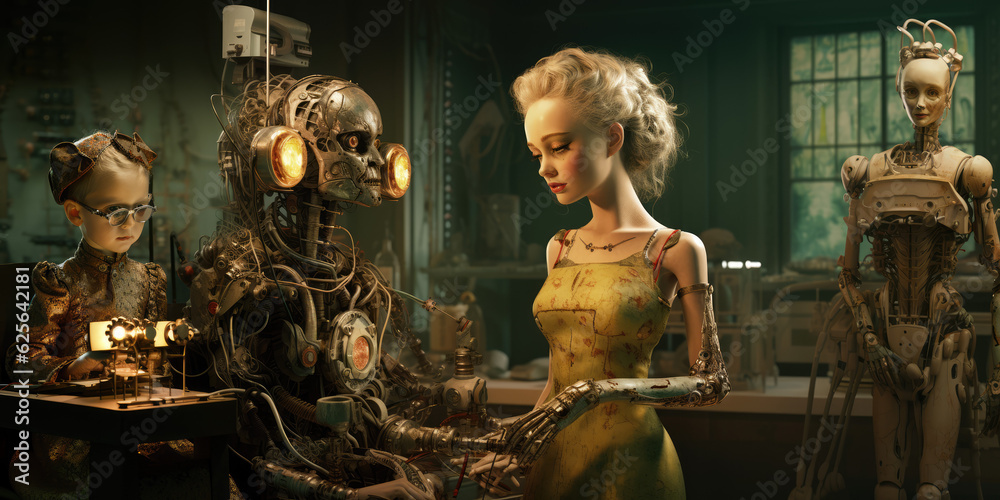 Retro Vintage Science Fiction Robot 1920s Art Deco Twenties Puppets ...