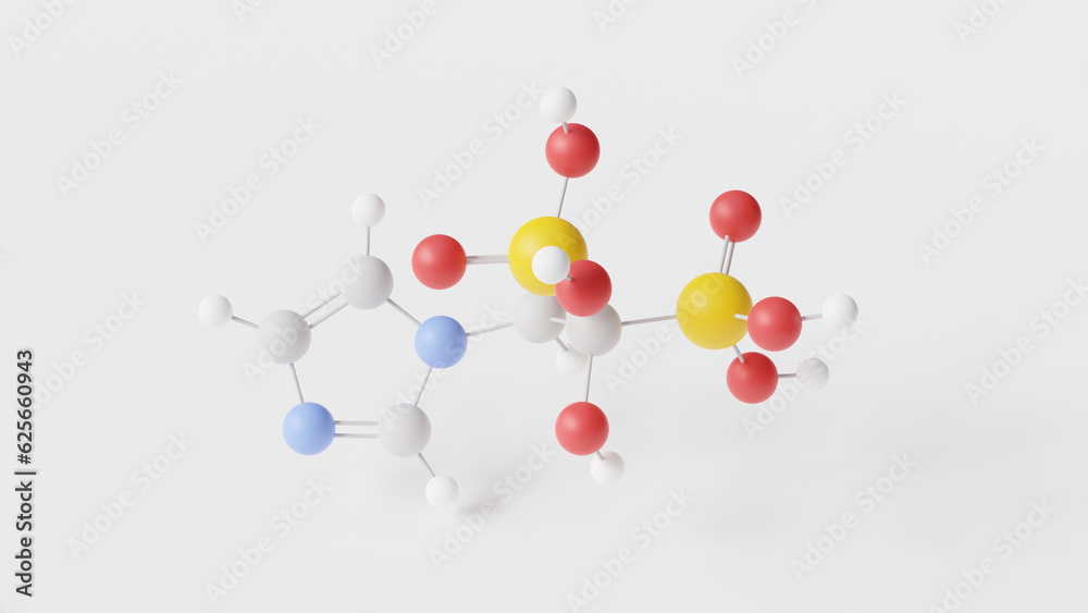 zoledronic acid molecule 3d, molecular structure, ball and stick model ...