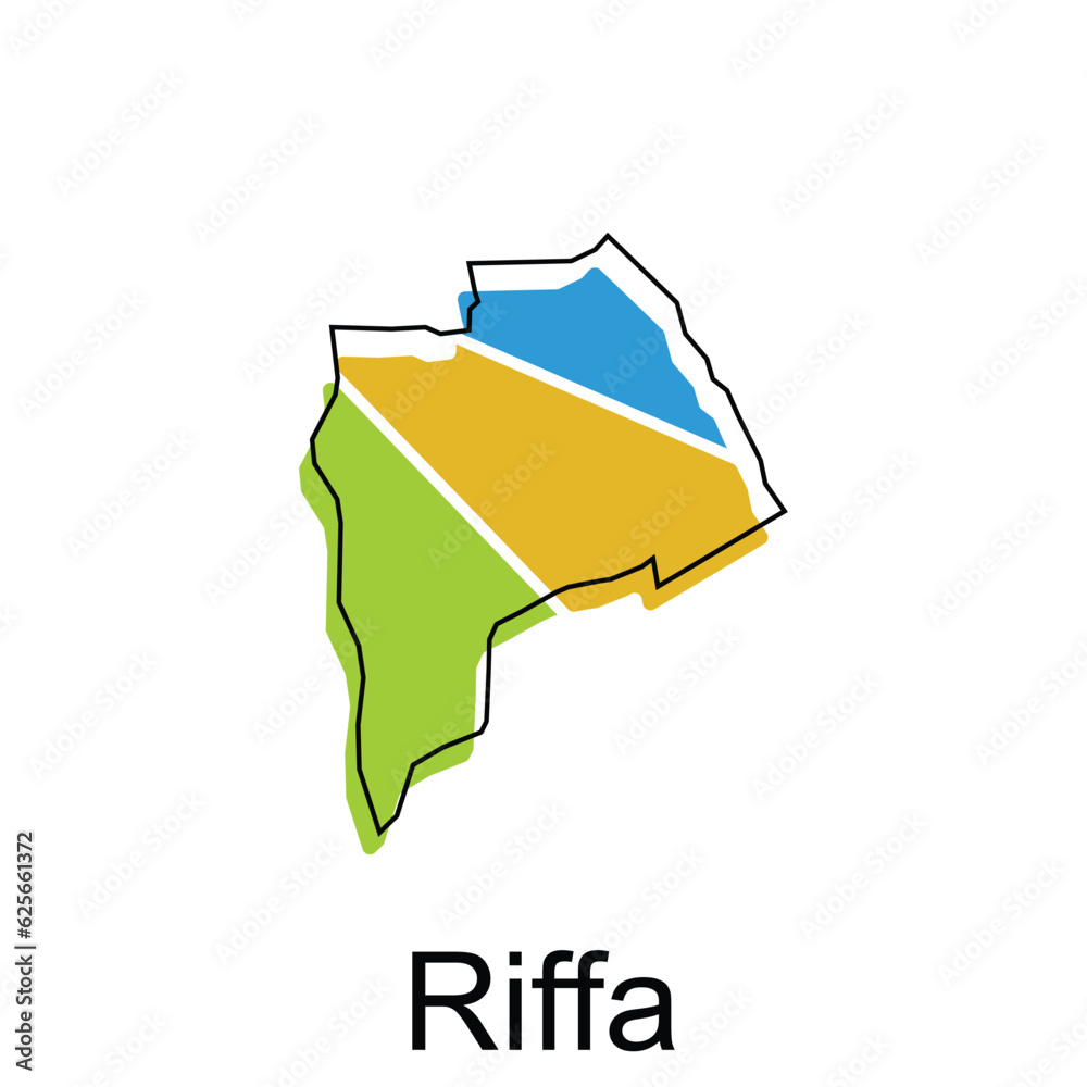 map of Riffa colorful modern vector design template, national borders ...