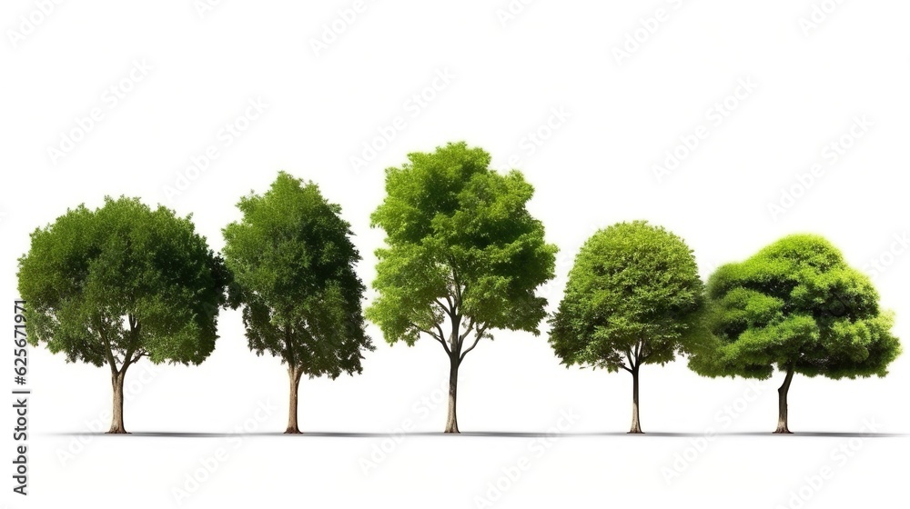 Collection of green trees isolated on transparent background. for easy ...