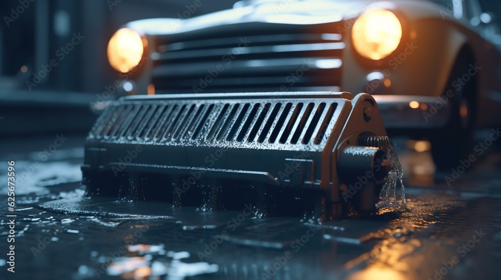 Mechanic hand is opening the radiator cap to check the coolant level of ...