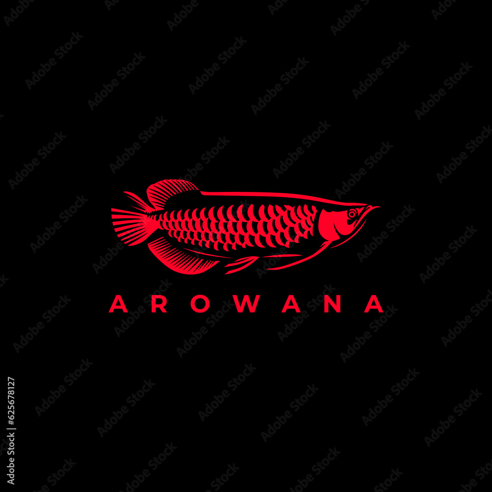 arowana fish vector on black background. fishing design illustration ...