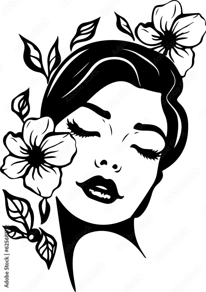 Vetor do Stock: Floral Woman SVG, Floral Girl SVG, Beautiful Woman SVG ...