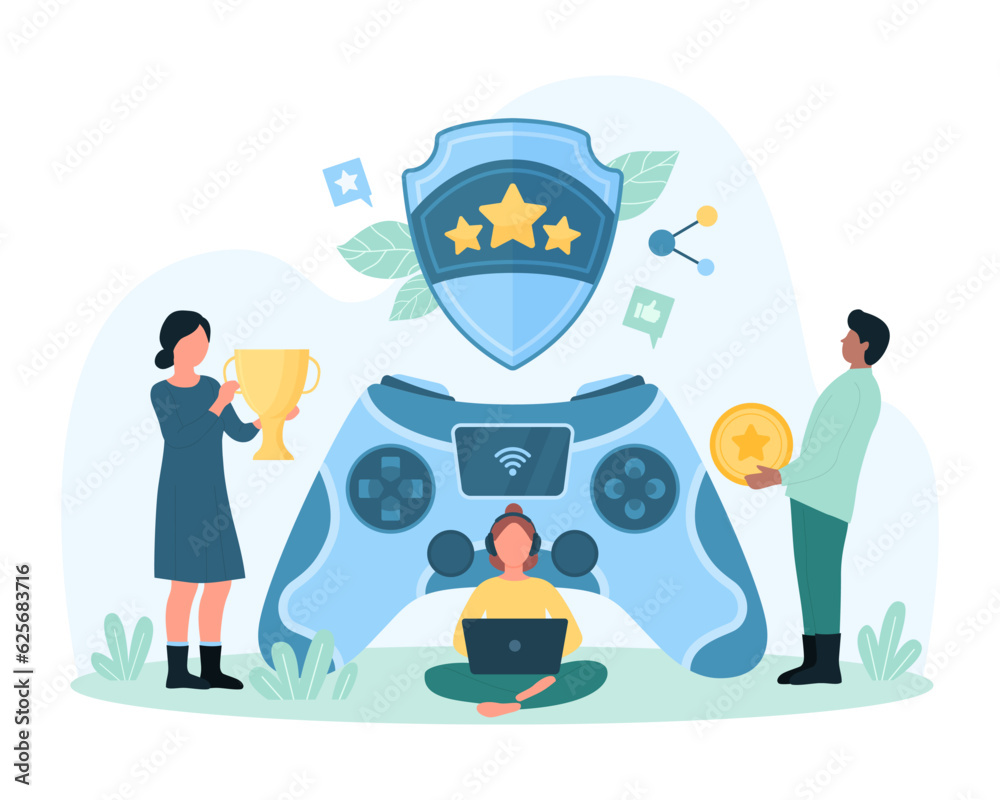 Gamification, online gaming competition vector illustration. Cartoon ...