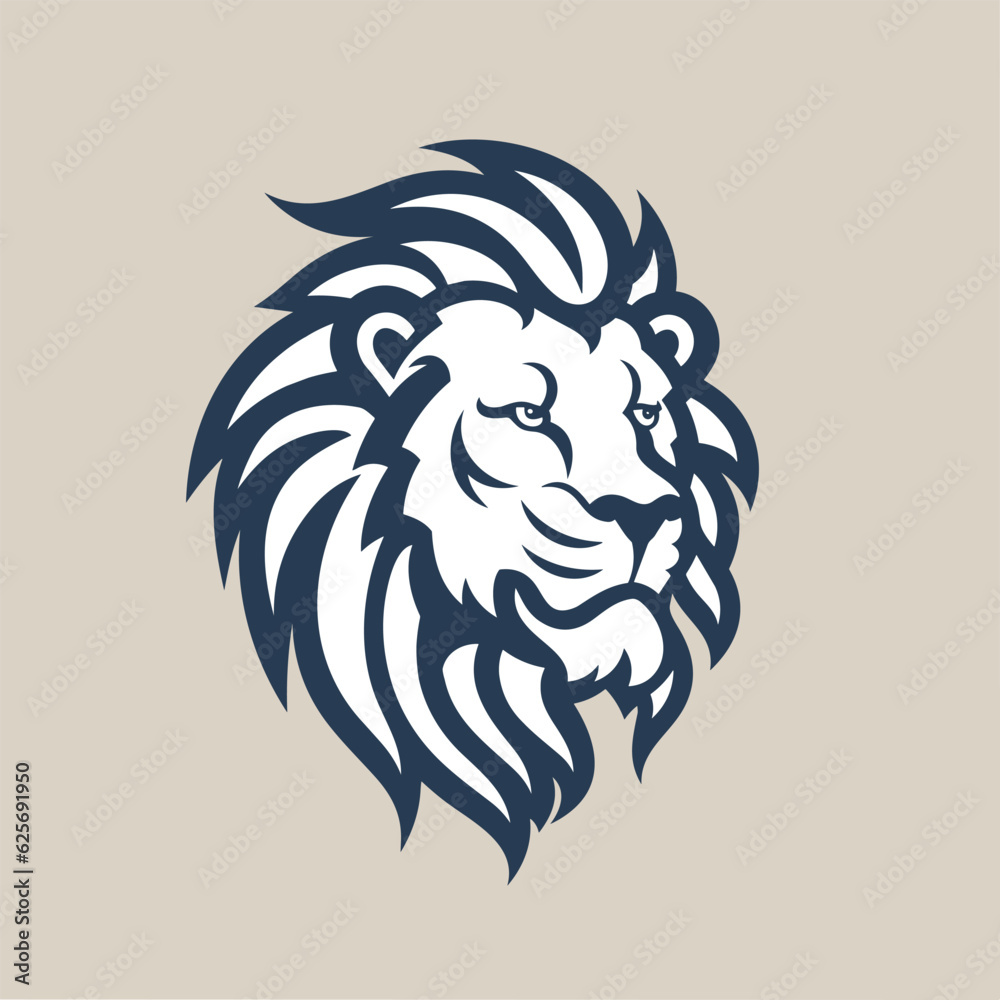 Vecteur Stock Lion head face logo silhouette black icon tattoo mascot ...