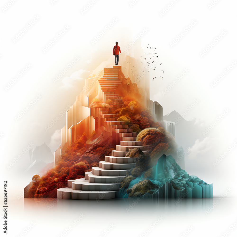 profile person going up stairs in clipart design Stock Illustration ...