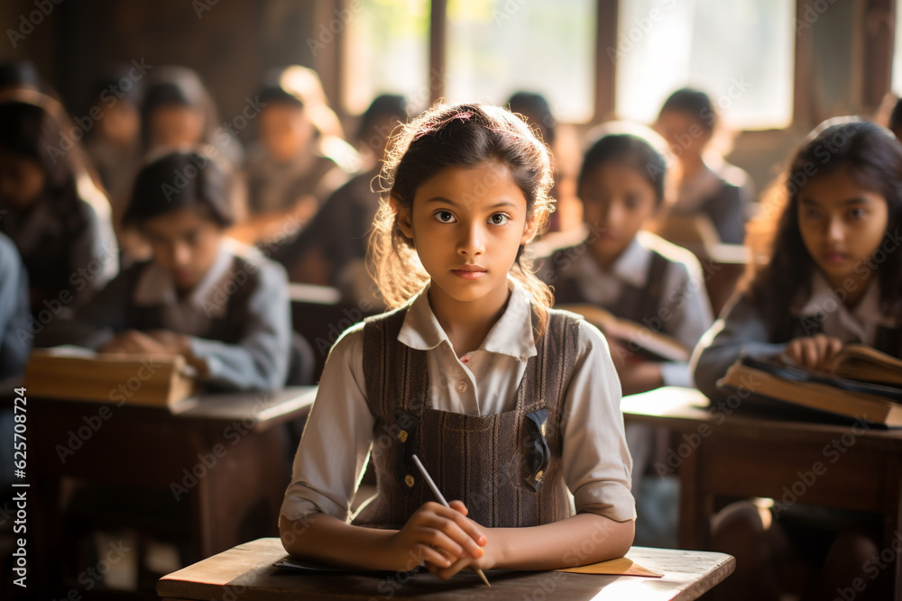 Asian Girls Education. Studying students children at school and ...