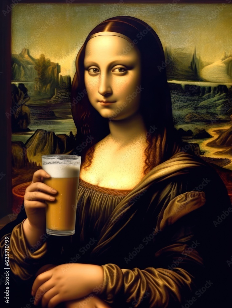 Mona Lisa's Fun Adventure: Caricature with Beer and Laughter, mona lisa ...