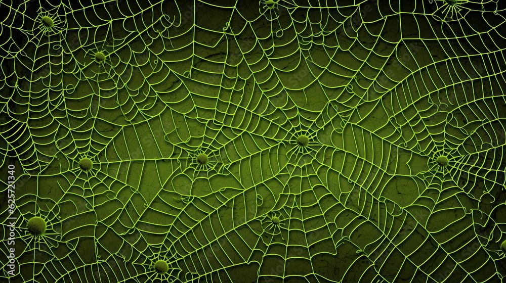 Green lime spider cobweb background. The scary of the Halloween symbol ...