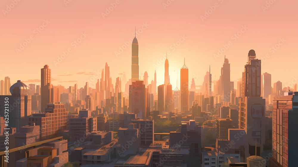 Witness the magical transformation of a modern cityscape as twilight ...