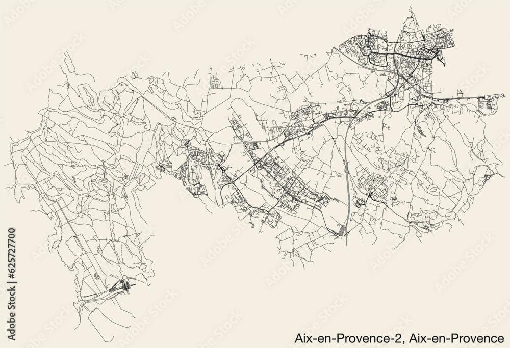 Detailed hand-drawn navigational urban street roads map of the AIX-EN ...