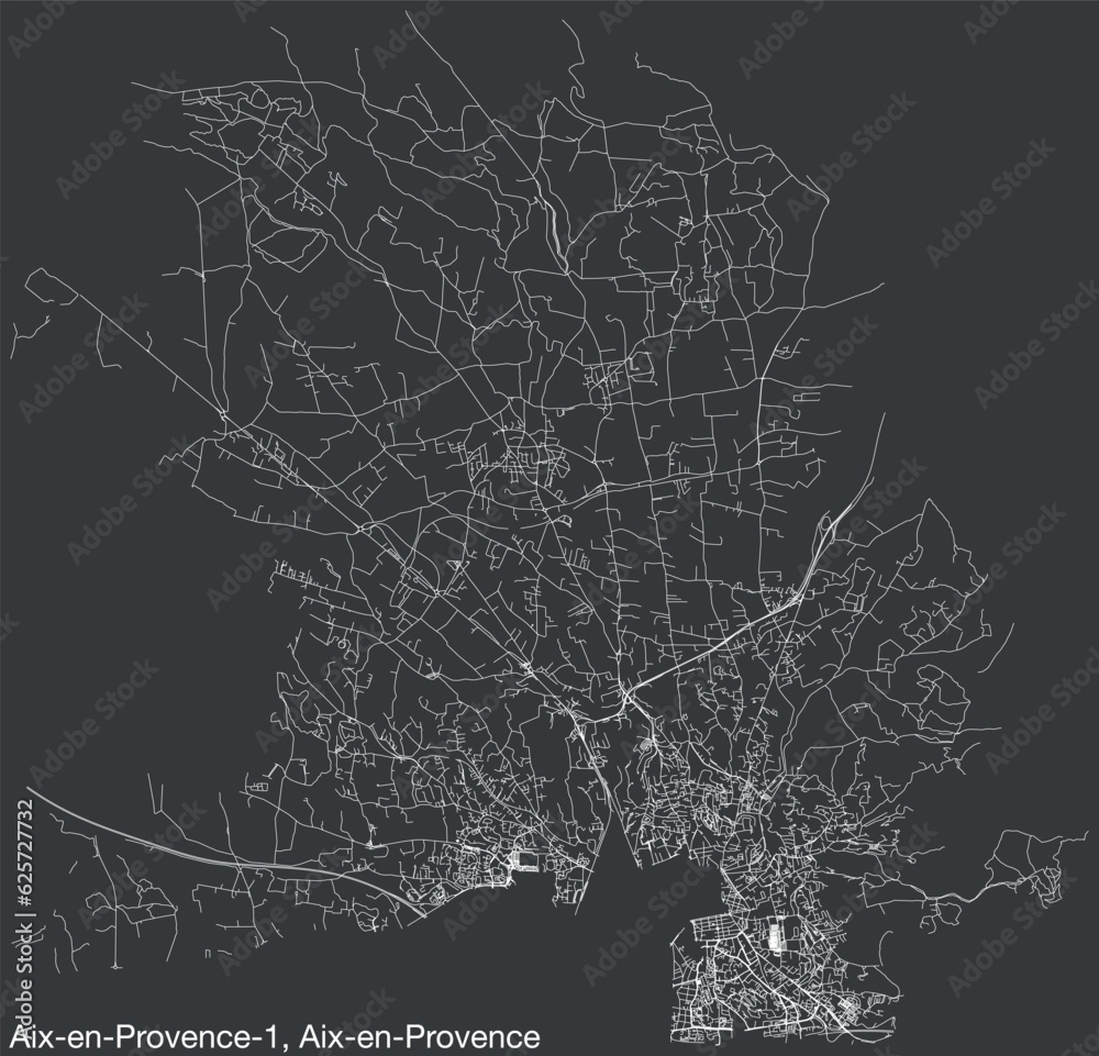 Detailed hand-drawn navigational urban street roads map of the AIX-EN ...