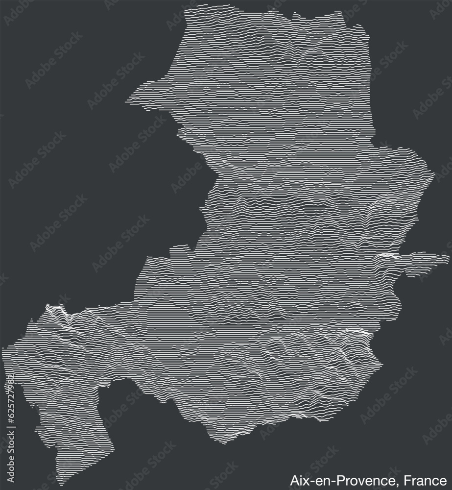 Topographic relief map of the city of AIX-EN-PROVENCE, FRANCE with ...