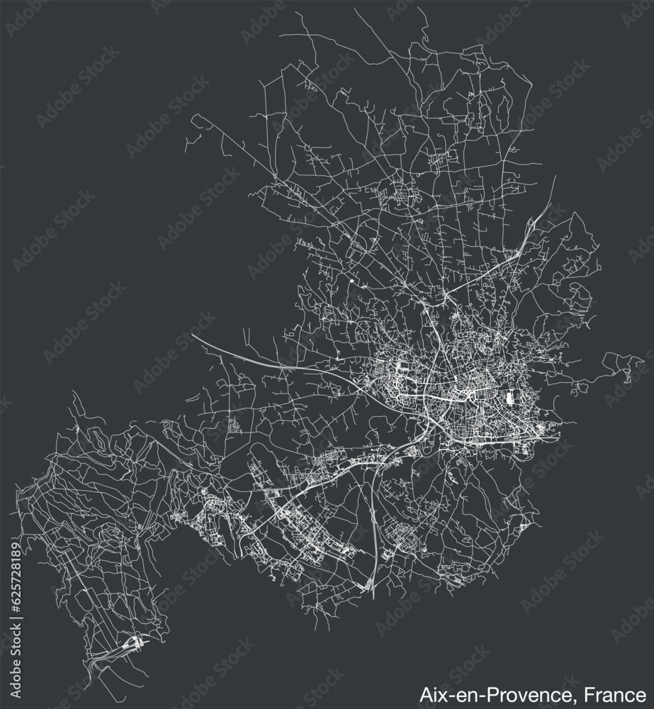 Detailed hand-drawn navigational urban street roads map of the French ...