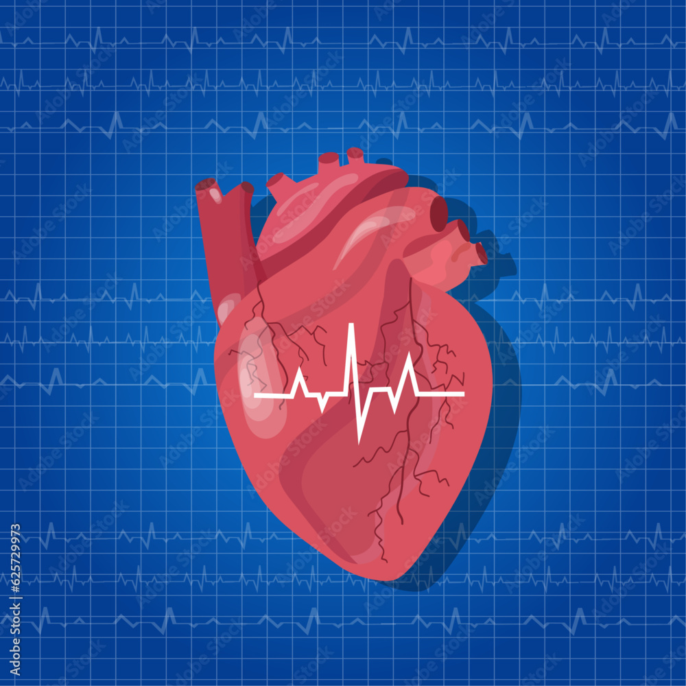 Big heart logo cardiology with cardiology background in vector ...