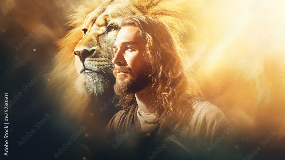 Jesus cristo com o leão da tribo de judá, amor e fé cristã ...