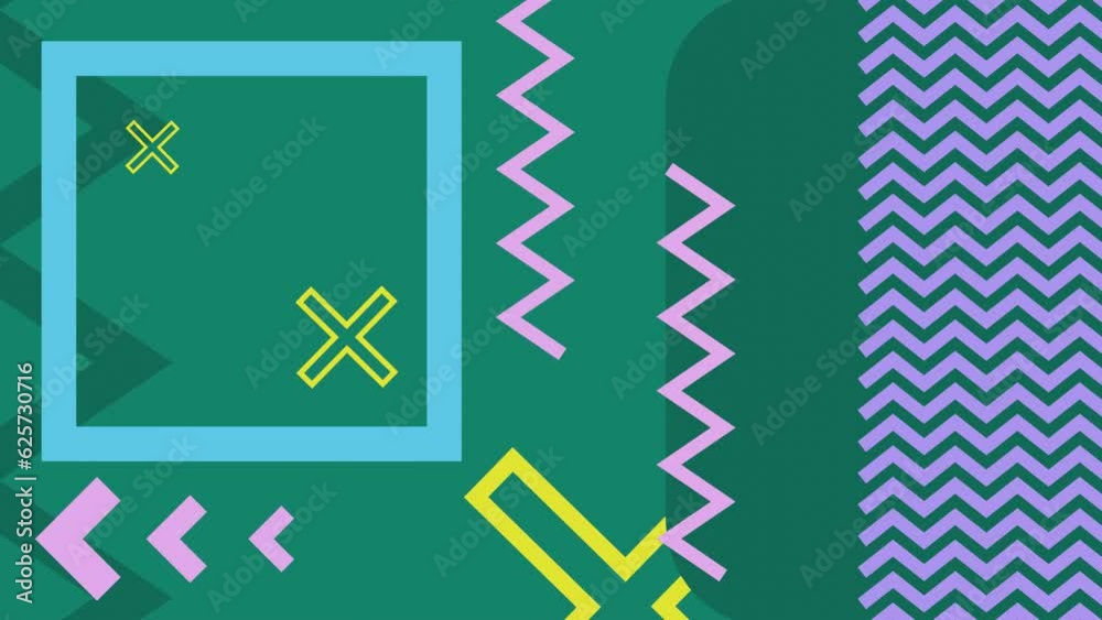 Memphis design transition animation with green background. Video effect ...