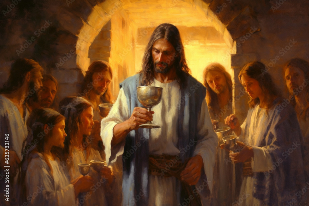 Jesus Christ turns water into wine. Religion Bible. History. During a ...
