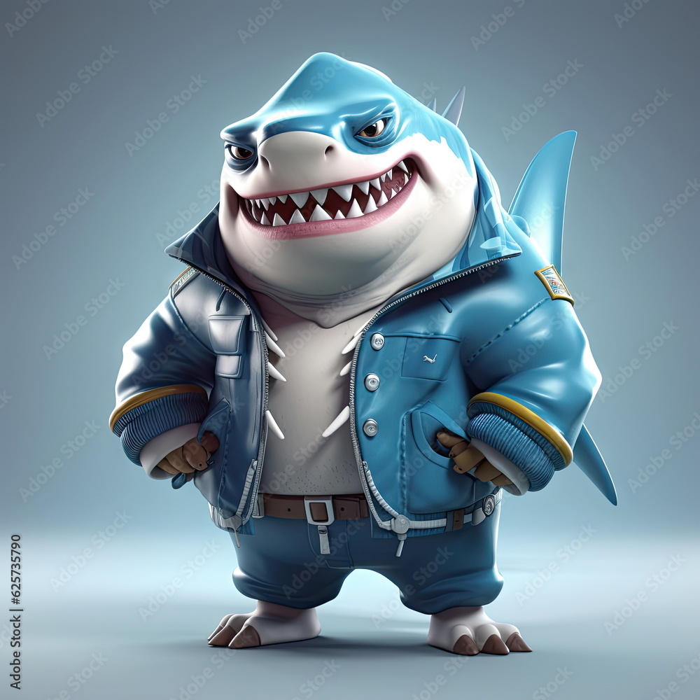 Cartoon character of shark Stock Photo | Adobe Stock