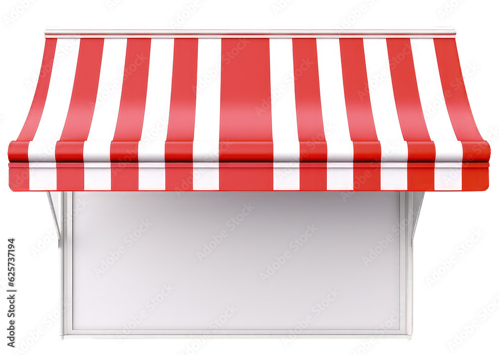Red and white shop awning on transparent PNG background. Generative AI ...
