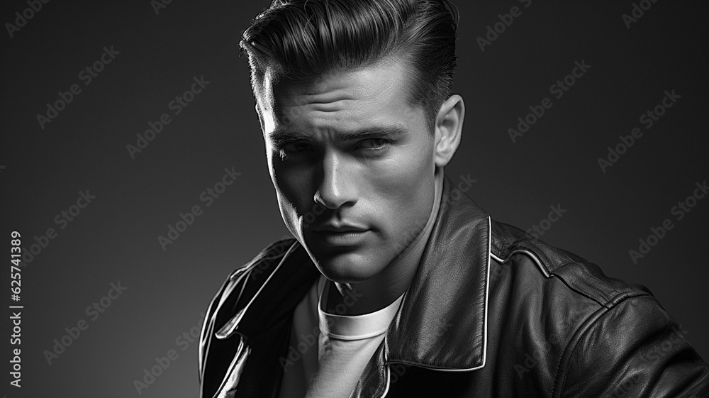 1950's portrait of a young man with greased back hair Stock Photo ...