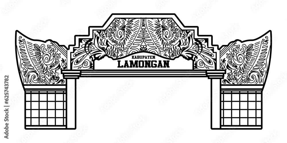 lamongan gate vector illustration hd quality, vektor gapura lamongan ...