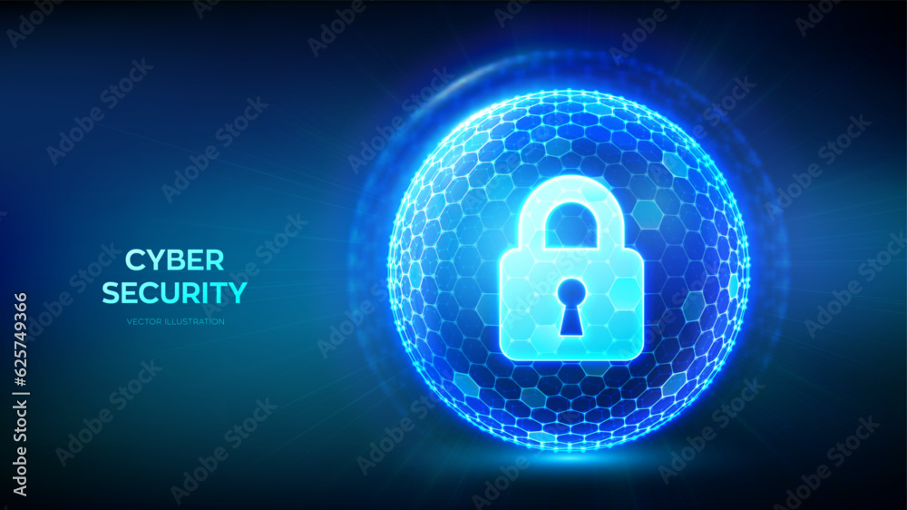 Cyber security. Information protect and or safe concept. Abstract 3D ...