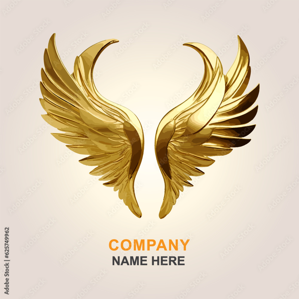 Angel golden vector 3d wings, game award achievement, gold abstract on ...