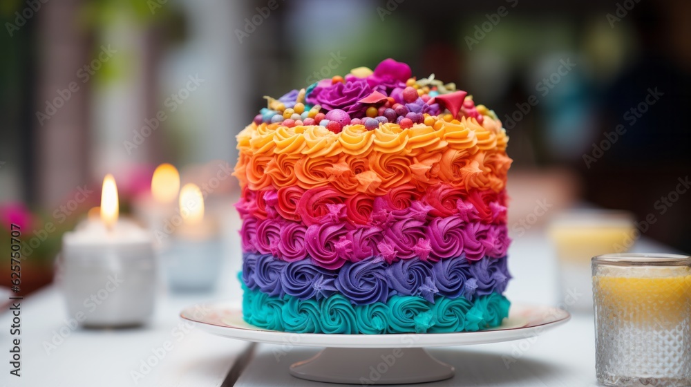 Colorful LGBTQ + pride - themed cake beautifully decorated and arranged ...