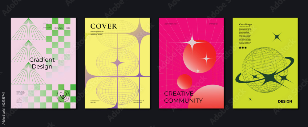 Modern y2k design background cover. Abstract gradient graphic with ...