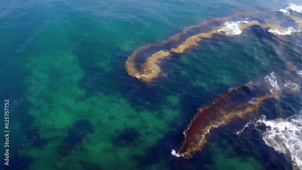 Massive oil spill in the ocean, aerial view Drone view above large oil ...