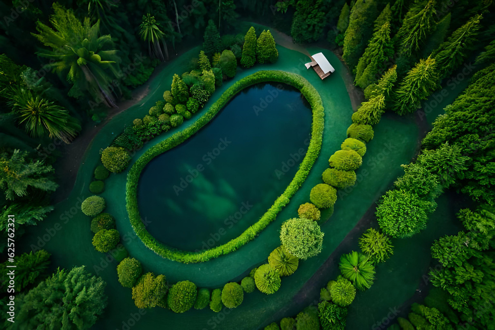 Nature landscape with green jungle foliage and exotic plants growing on ...