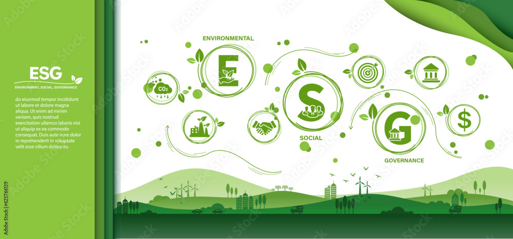 Poster ESG concept icon for business and organization, Environment ...